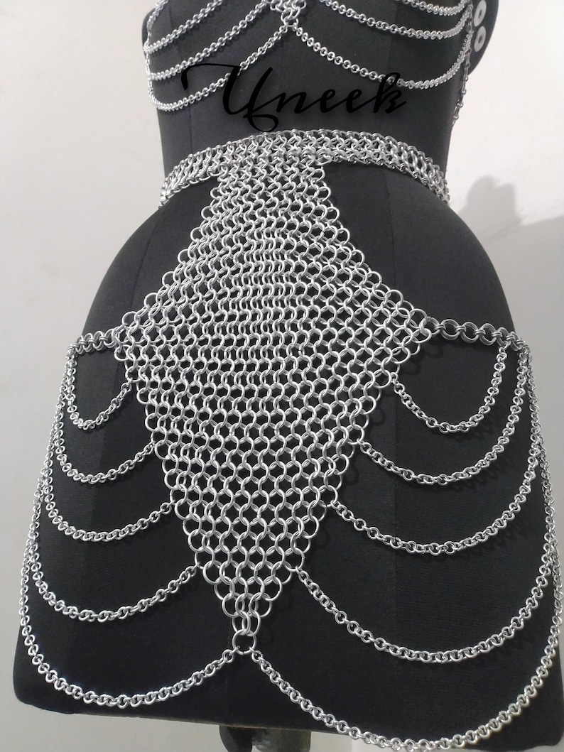 Anodized Aluminum Chainmail Top and Skirt: Belly Dance, Cosplay Costume ...