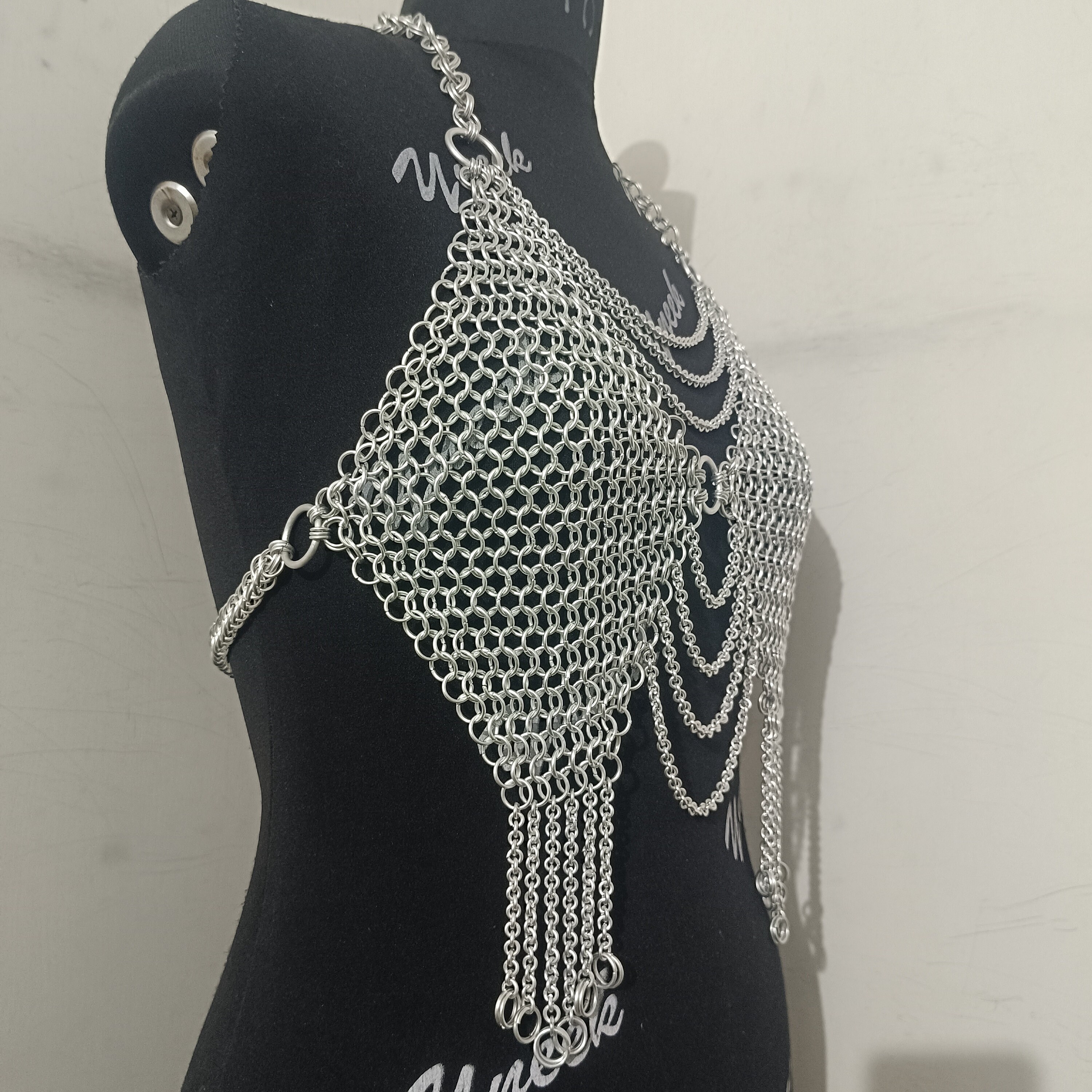 Aluminum Chainmail Bra Top, Halter Silver Chain, Festival Queen - Etsy
