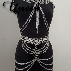 Anodized Aluminum Chainmail Skirt & Shoulder Chain Set, Rave Festival ...