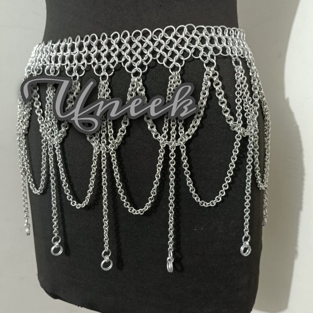 Chainmail Swim Skirt Ornamental Belt, Aluminum Belly Dance Gypsy ...