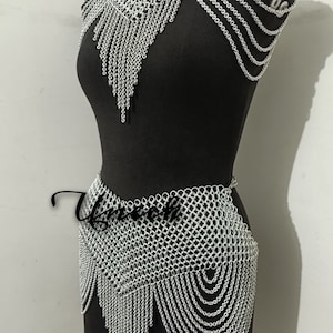 Chainmail Silver SET Shoulder Chain & Skirt, Rave Outfit, Festival ...