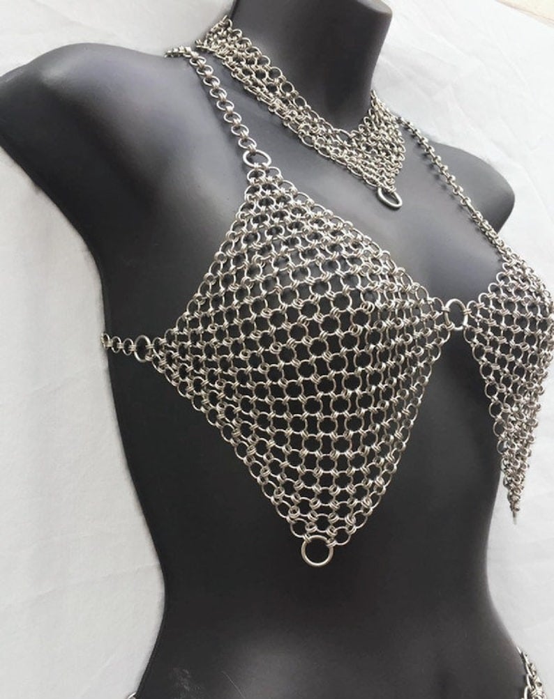 Anodized Aluminum Chainmail Halter Bra, Cosplay LARP Necklace - Etsy