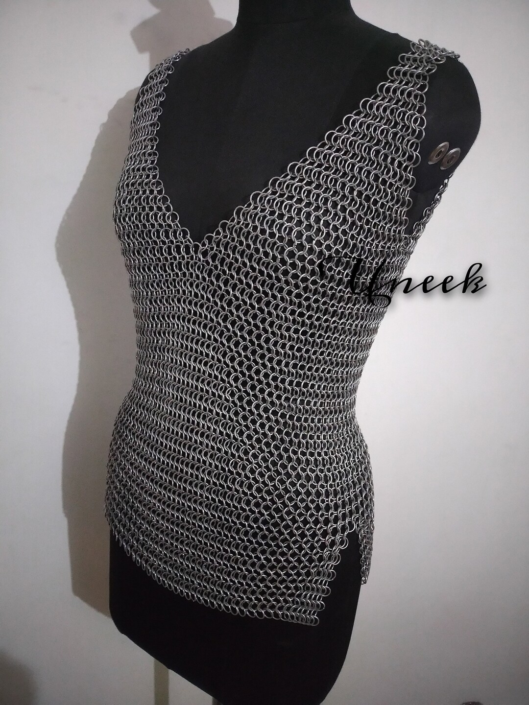 Sexy Chainmail Medieval Chainmail Deep V-neck Shirt Metal Aluminum 10mm ...