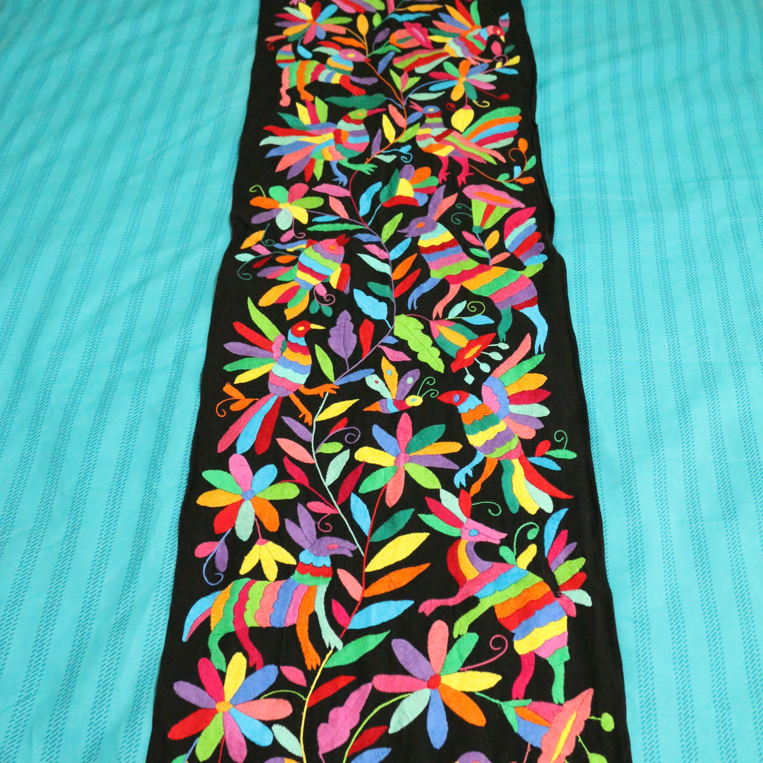 Multicolored Otomi Embroidered Textile: Multicolored Canvas of Animals ...