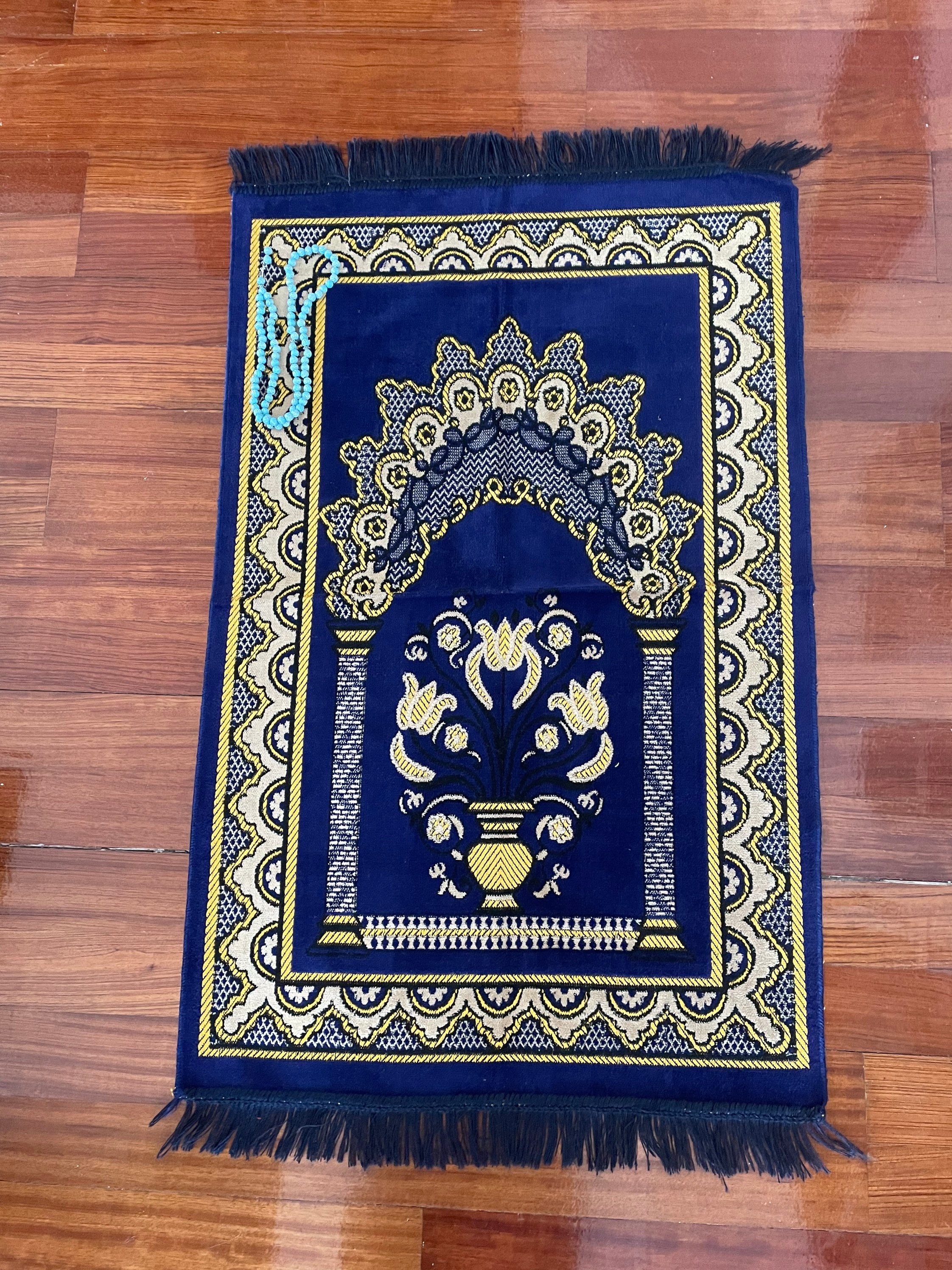 Prayer Blue Velvet Rug; Rug;turkish Prayer Rug ; Religion Gift ; Ethnic ...