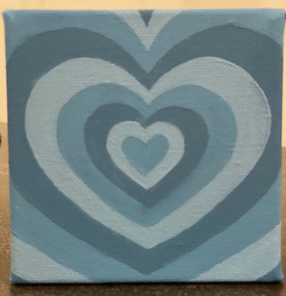 Aesthetic Radiating Heart Painting 4 x 4 | Etsy