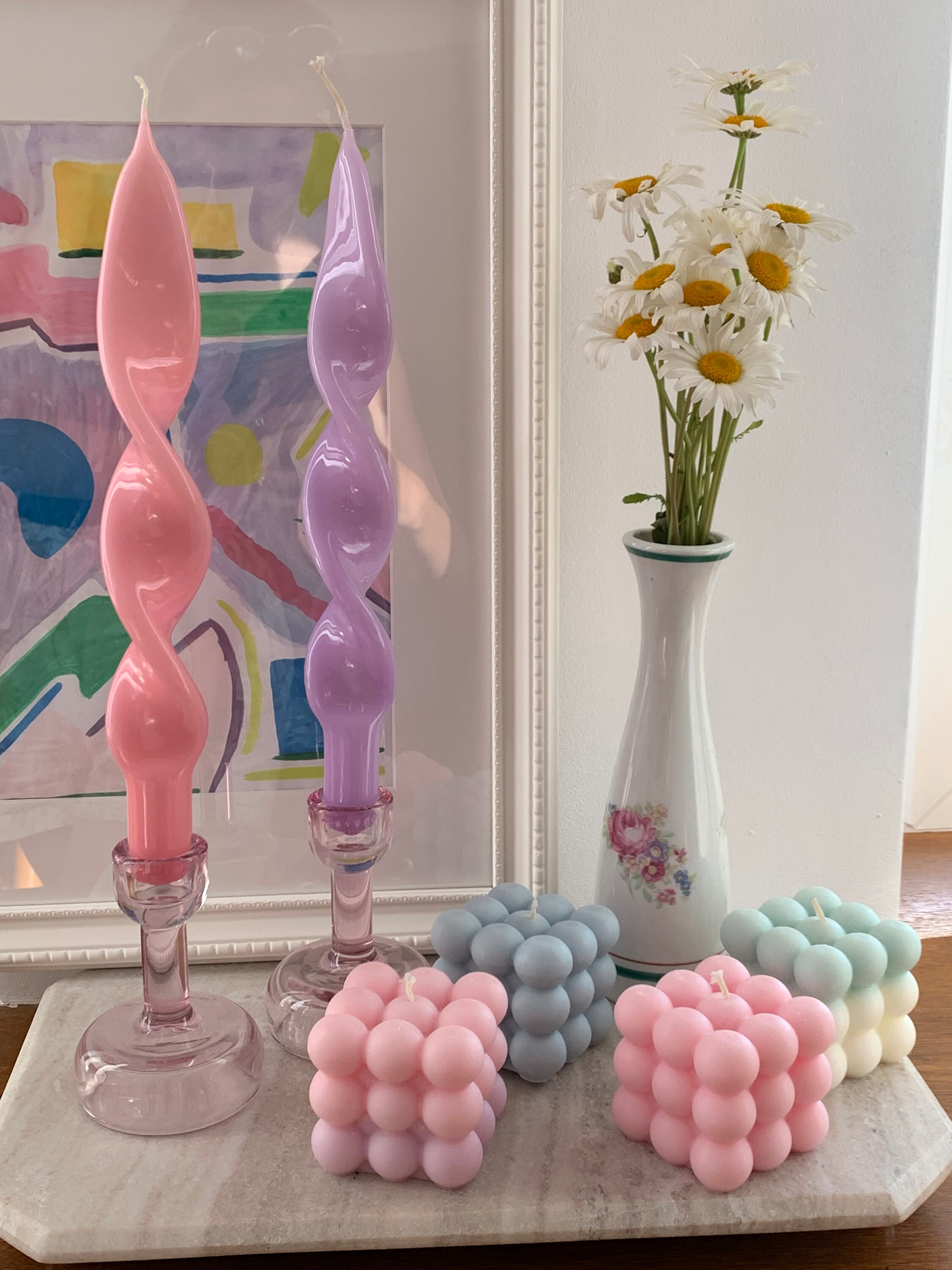 Twisted Candles Pastel Candle Spiral Candle Long Candle | Etsy