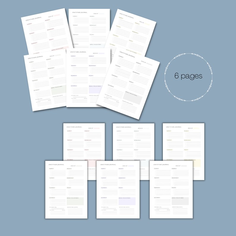 Weekly Gratitude Journal Printable | Daily Mental Health Check in ...