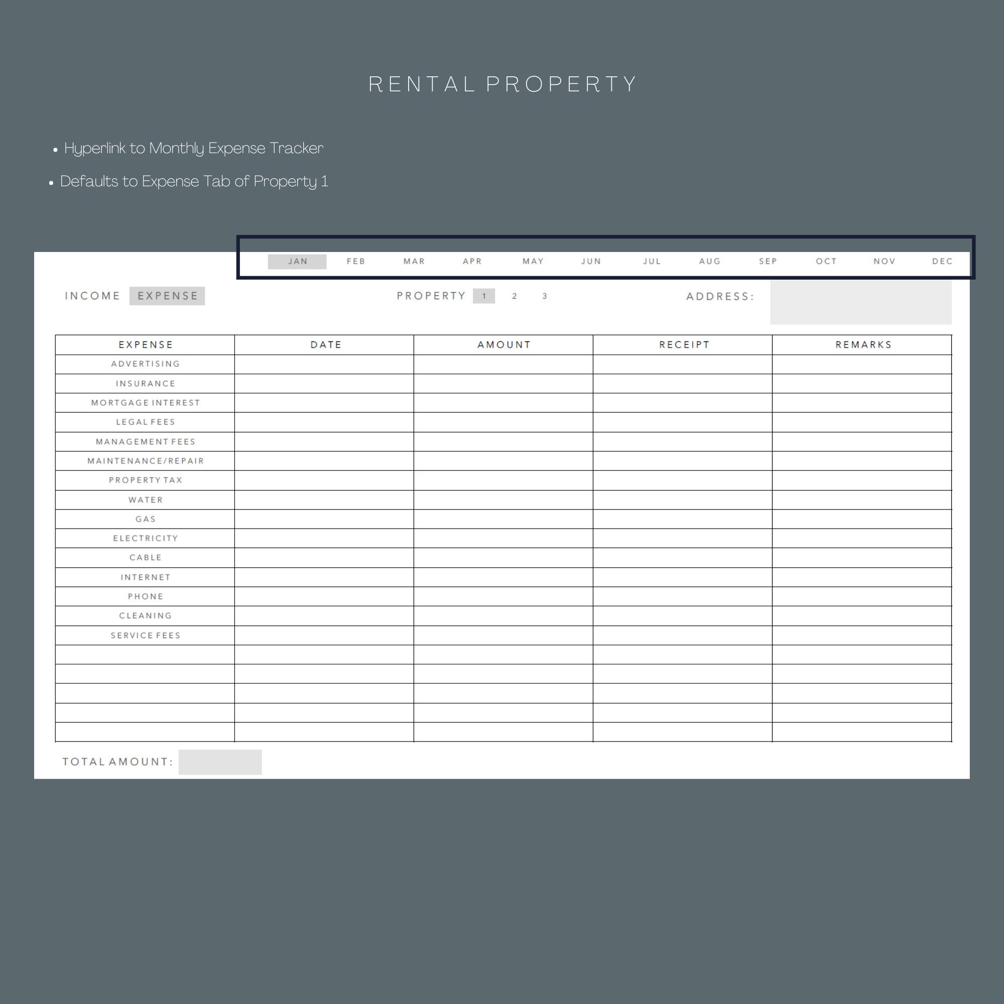 Rental Property Management Monthly Planner Digital: Airbnb Home Owner ...