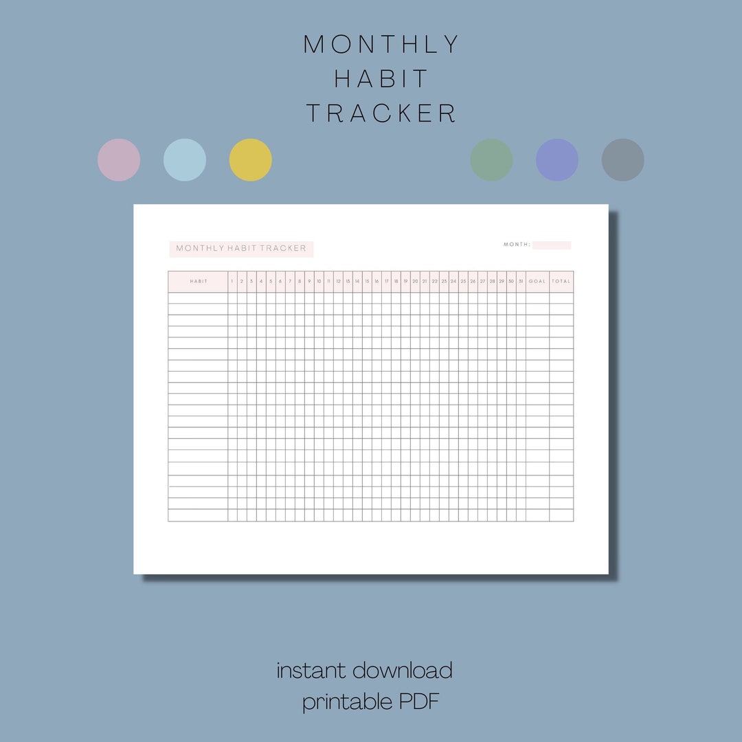 Monthly Habit Tracker Printable | Goal Setting | Goal Planner | Habit ...