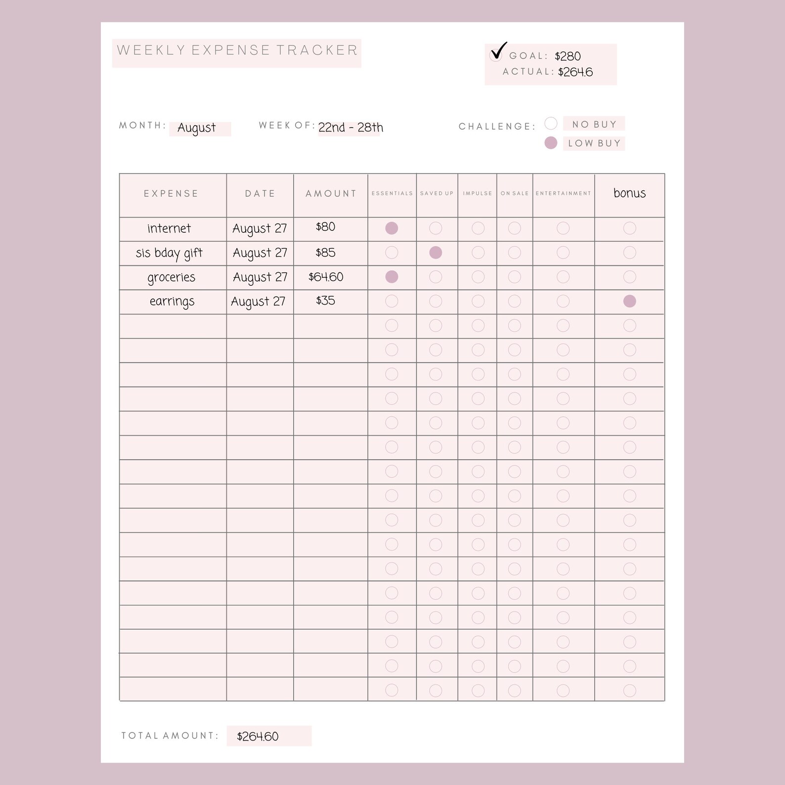 Weekly Income and Expense Tracker Printable | Budget Planner ...