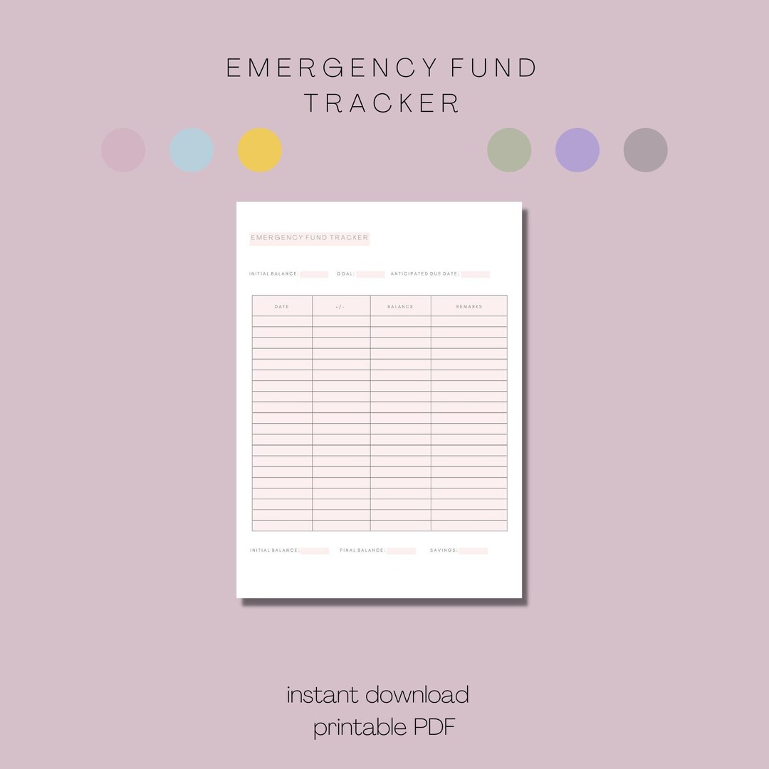 Emergency Fund Tracker Printable | Budget Financial Planner | Saving ...