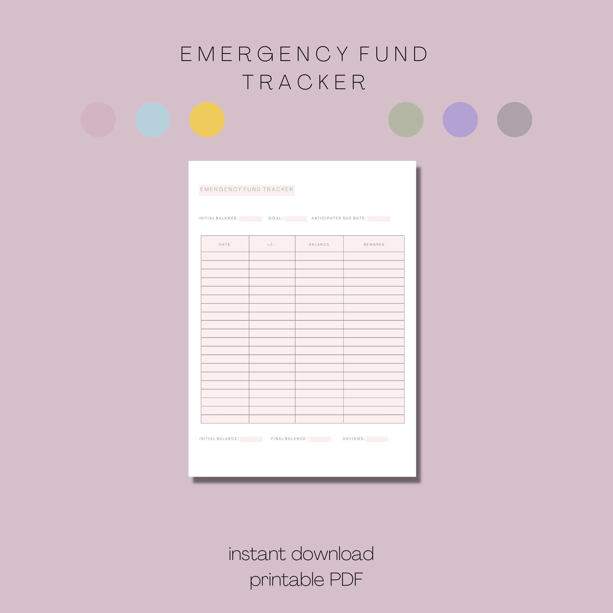 Emergency Fund Tracker Printable Budget Financial Planner Saving Habits ...