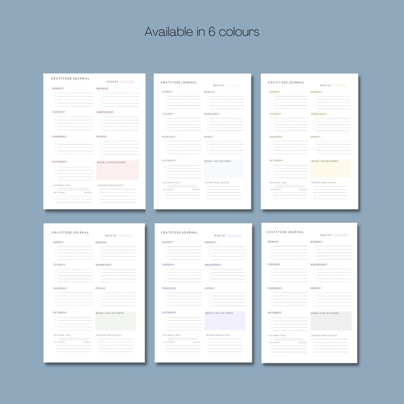 Weekly Gratitude Journal Printable | Daily Mental Health Check in ...