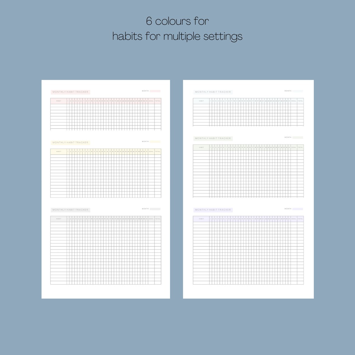 Monthly Habit Tracker Printable Goal Setting Goal Planner Habit Routine ...