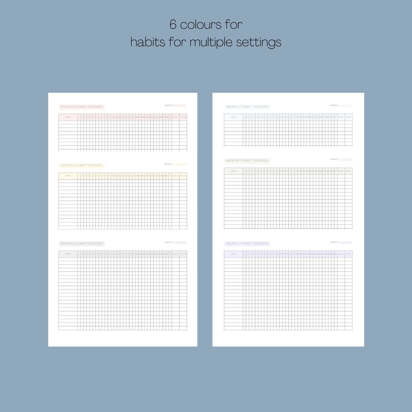 Monthly Habit Tracker Printable | Goal Setting | Goal Planner | Habit ...