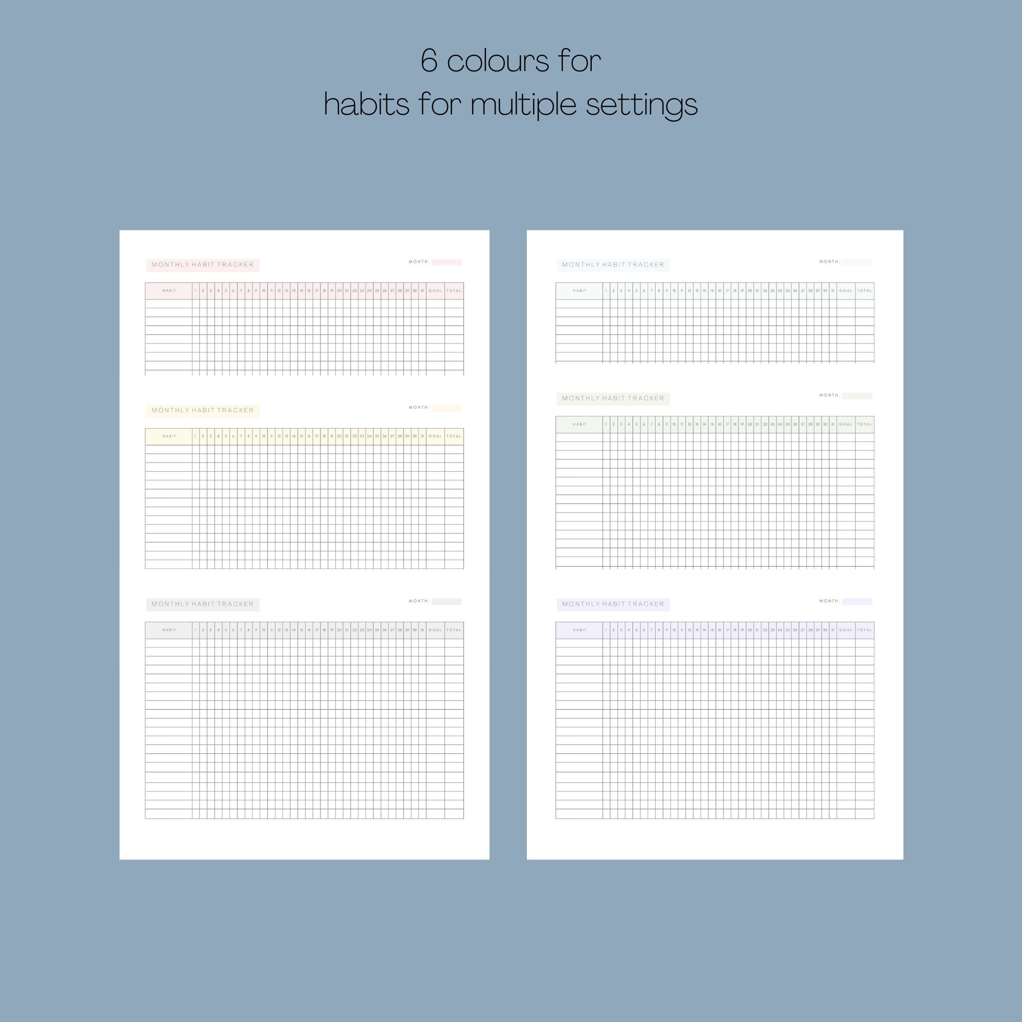 Monthly Habit Tracker Printable | Goal Setting | Goal Planner | Habit ...