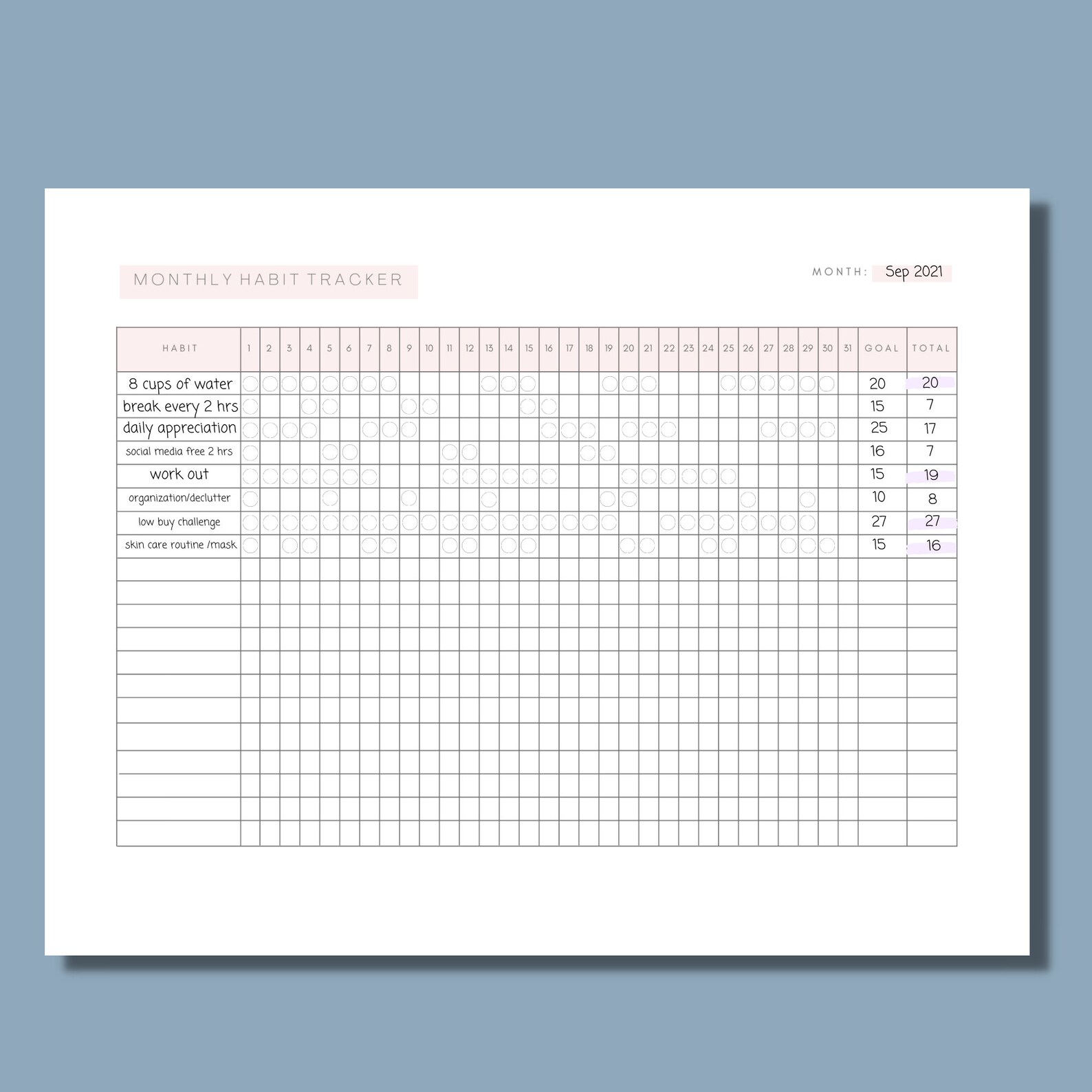 Monthly Habit Tracker Printable | Goal Setting | Goal Planner | Habit ...