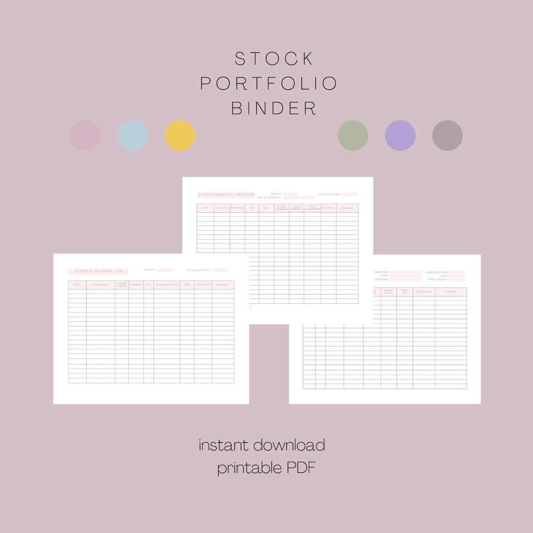 Stock Portfolio Tracker Printable | Stocks Performance Planner | Stock ...