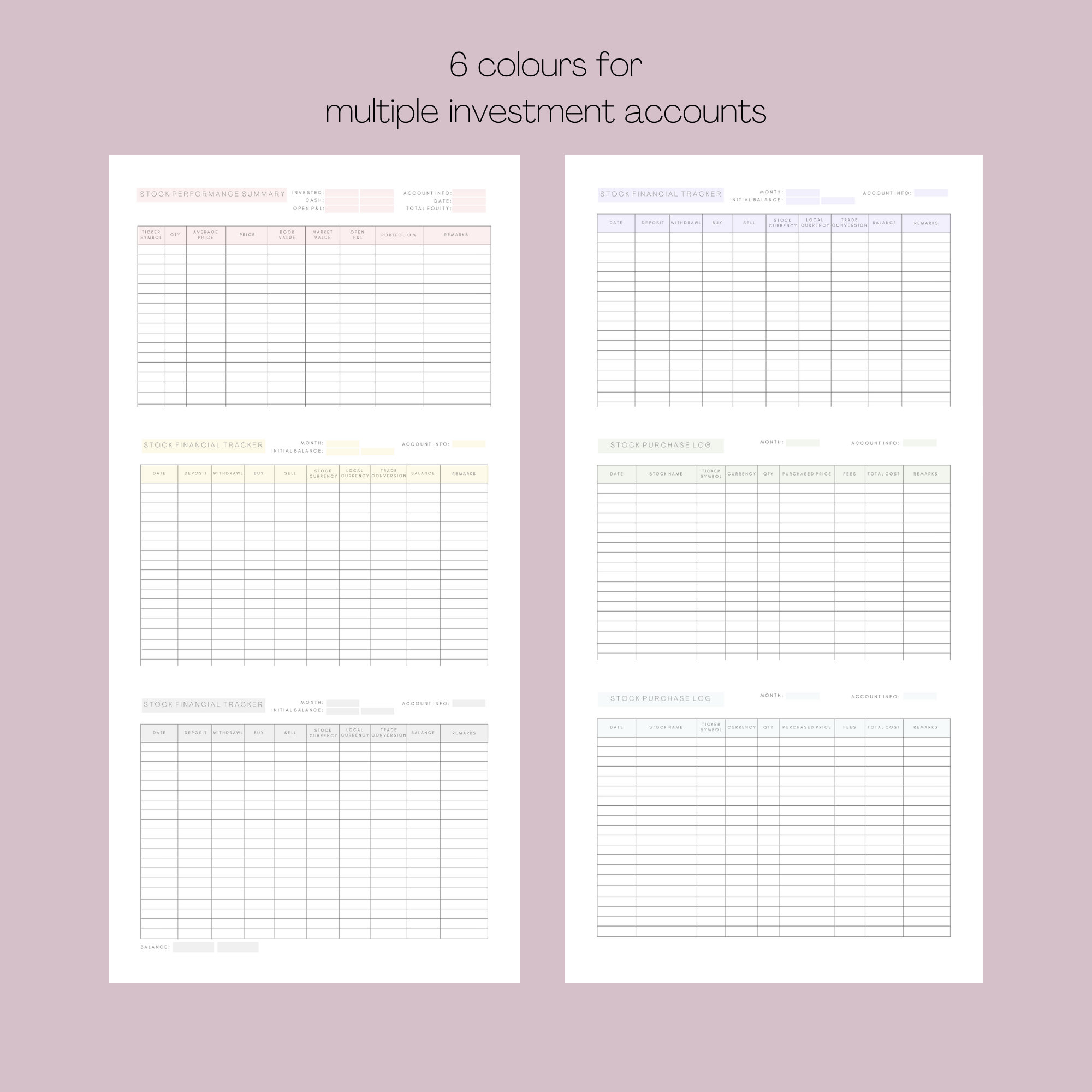 Stock Portfolio Tracker Printable | Stocks Performance Planner | Stock ...