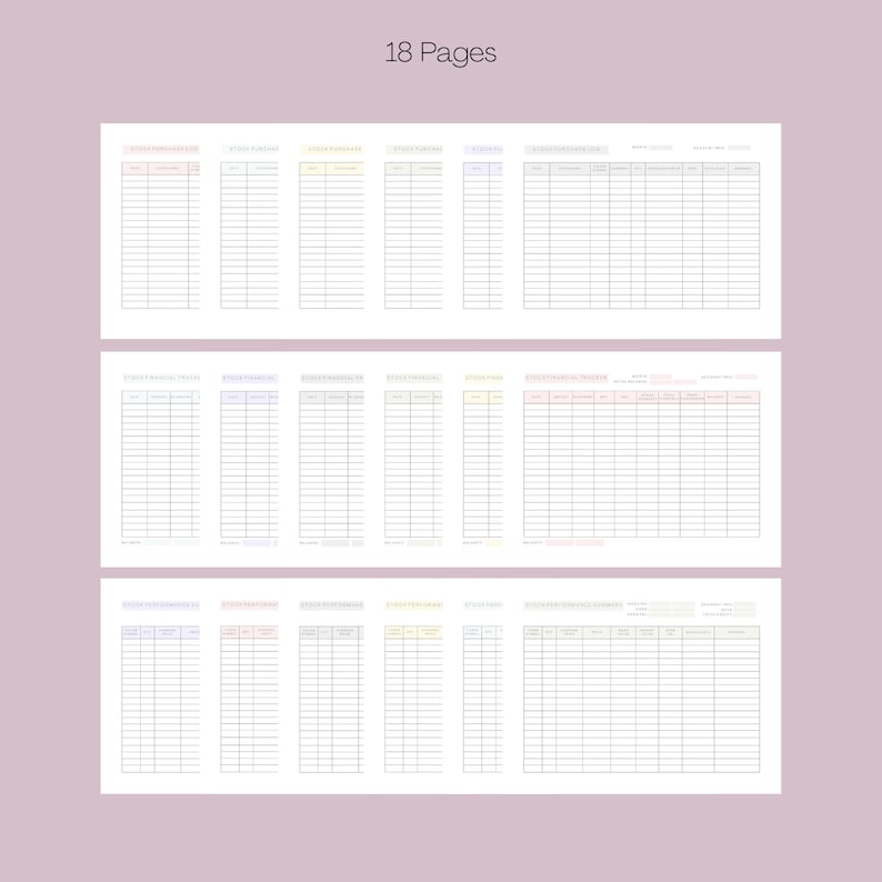 Stock Portfolio Tracker Printable | Stocks Performance Planner | Stock ...