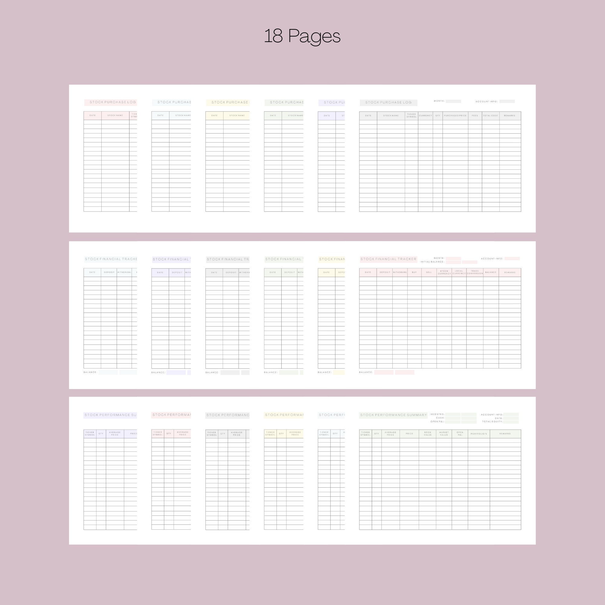 Stock Portfolio Tracker Printable | Stocks Performance Planner | Stock ...