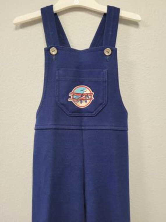 1970's Vintage Toddler Airplane Overalls - Size 12-18… - Gem