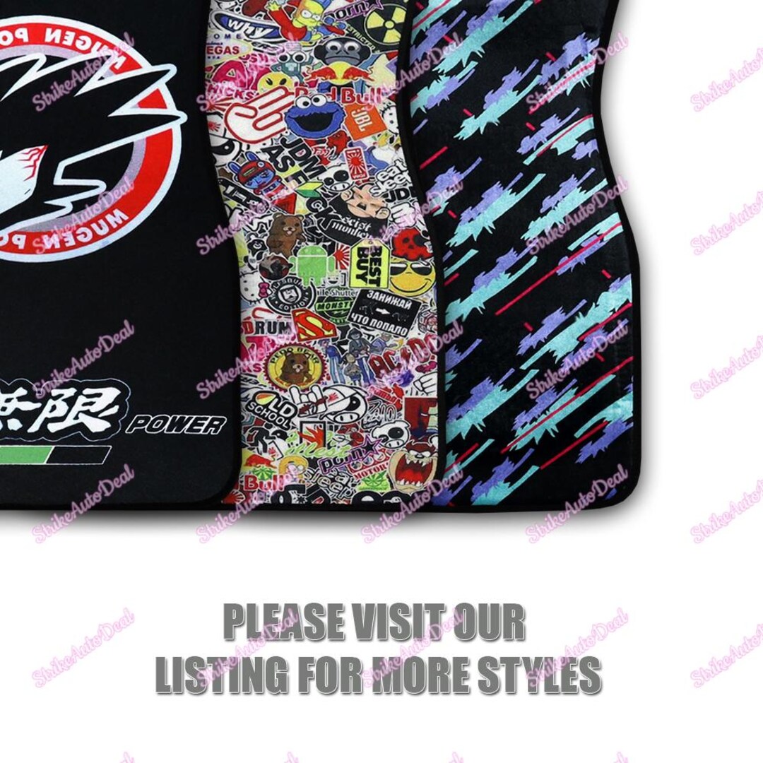 New 4pcs JDM Style Racing Fabric Floor Mats Interior Carpets Universal ...