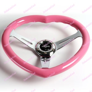 13.5" Pink Style Heart Shaped Racing Steering Wheel Universal ABS New ...