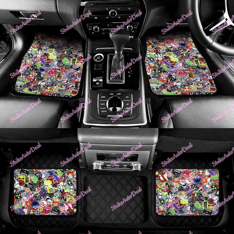 New 4pcs JDM Style Racing Fabric Floor Mats Interior Carpets Universal ...