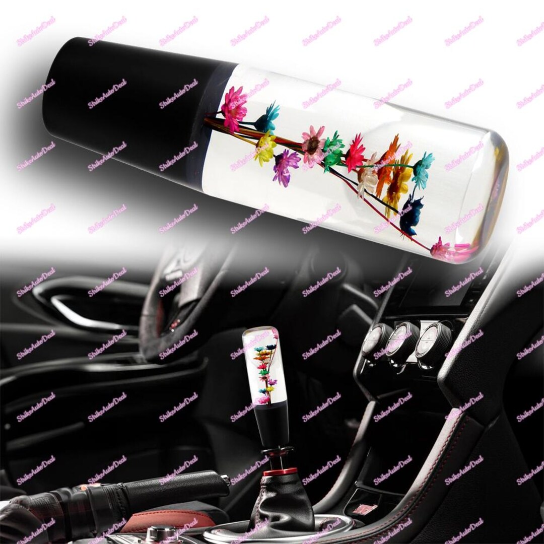Unique JDM Clear Real Flowers Manual Gear Stick Shift Knob Lever ...