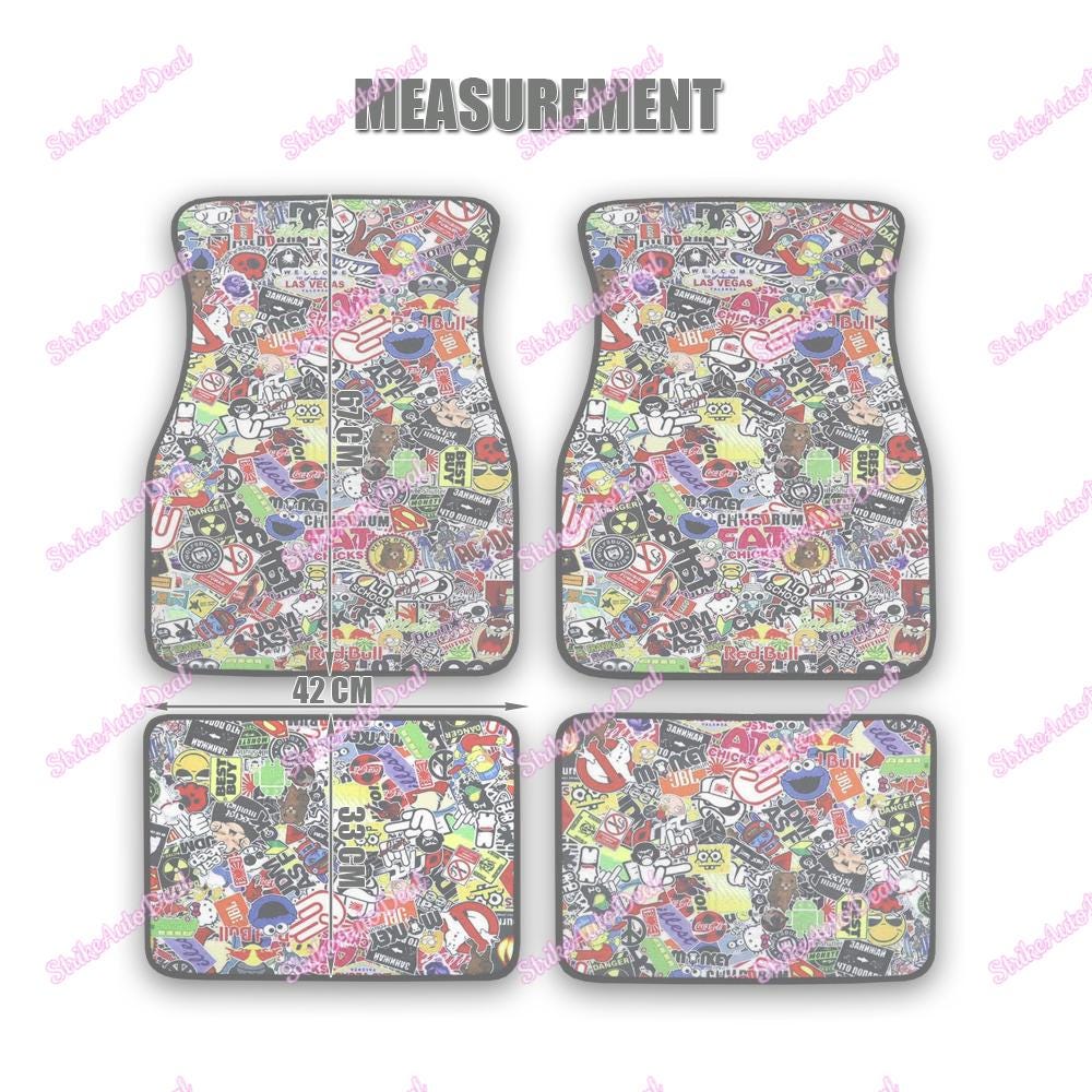 New 4pcs JDM Style Racing Fabric Floor Mats Interior Carpets Universal ...