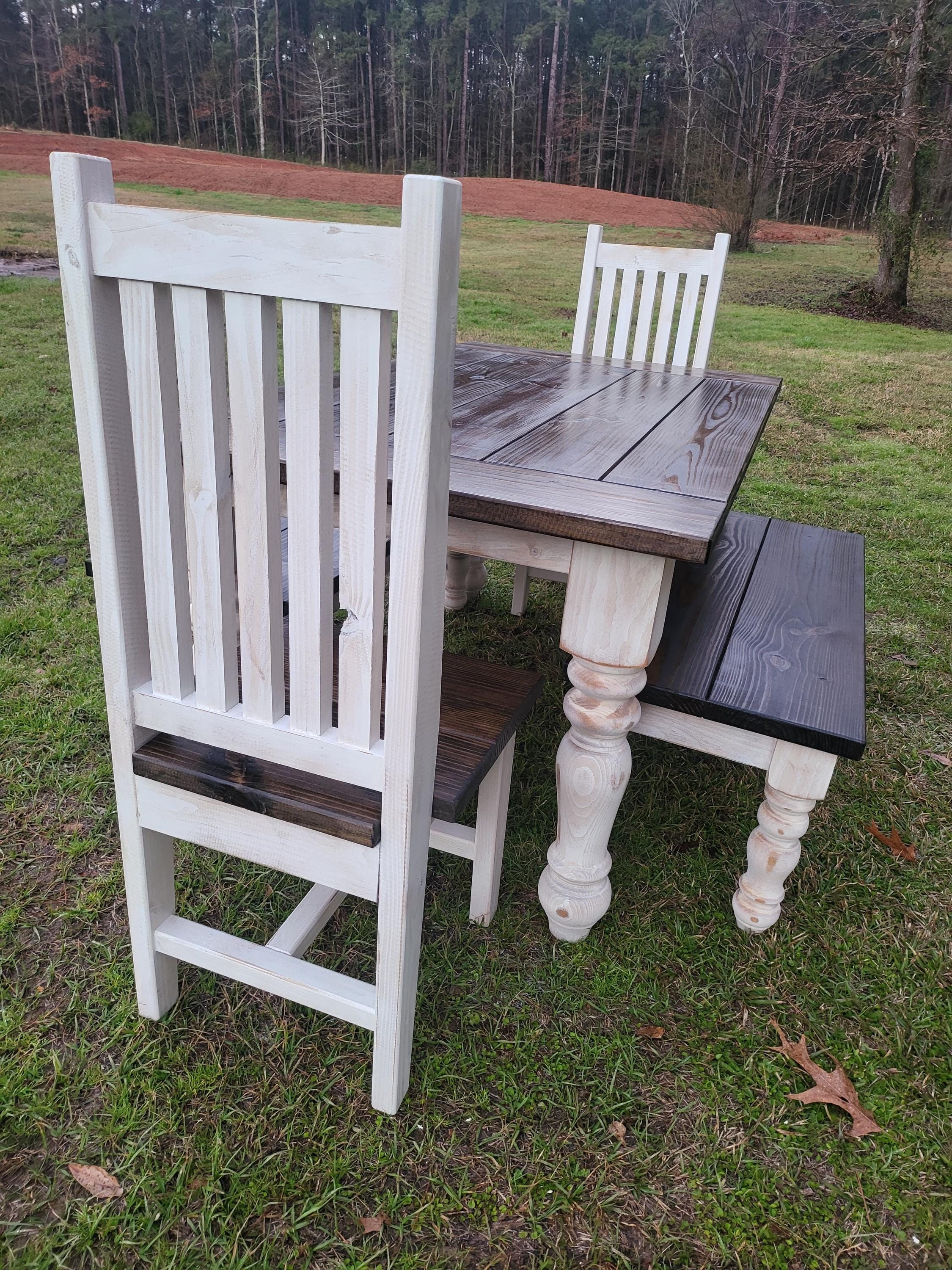 Farmhouse Dining Table With Chairs and Benchs - Etsy