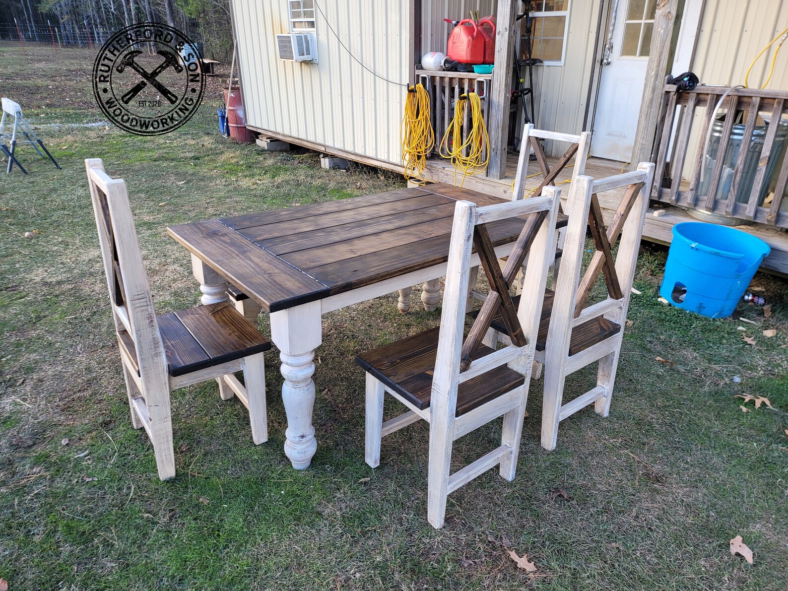 Farmhouse Dining Table With Chairs and Bench - Etsy