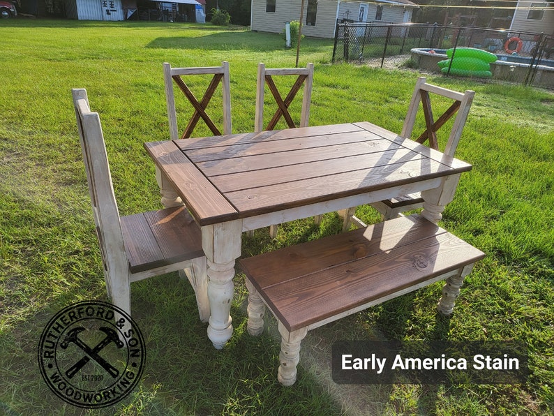 Farmhouse Dining Table With Chairs and Bench - Etsy