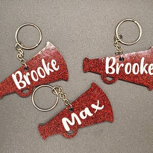 Glittery Cheerleader Megaphone Keychain With Personalized Name - Etsy