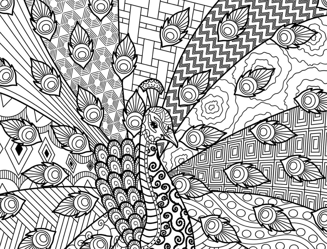 Printable Adult and Kids Coloring Pages Exotic Animal | Etsy
