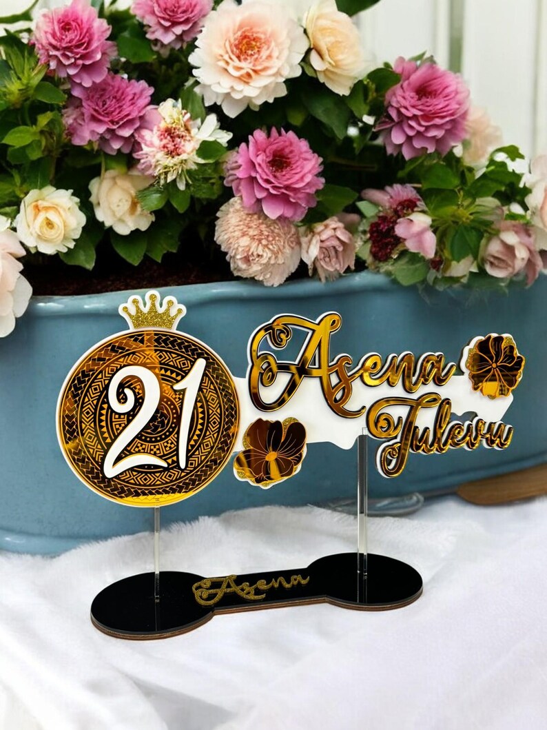 21st Birthday Key Design Stand With Personalized Photo, Name, and Age ...