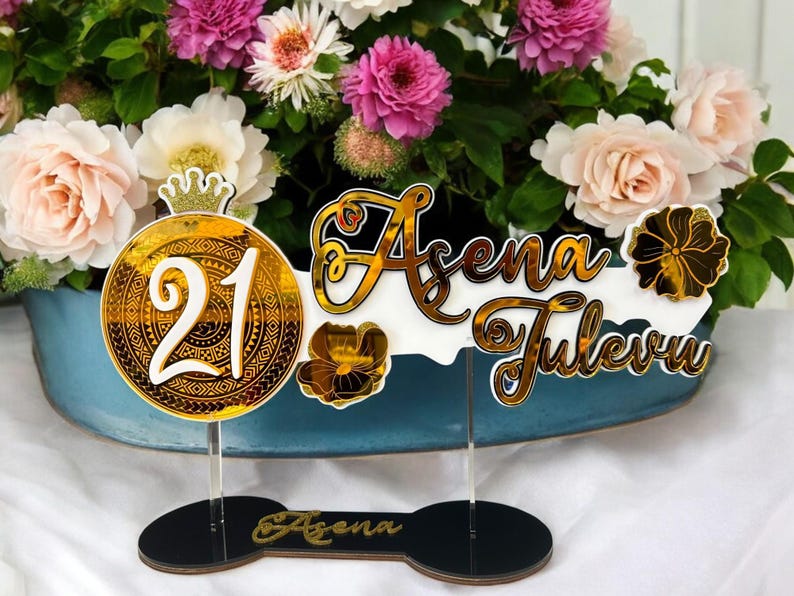 21st Birthday Key Design Stand With Personalised Photo, Name ...