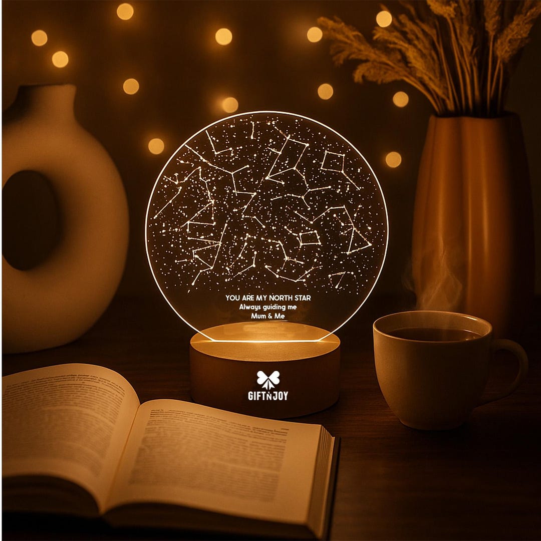 Custom Star Map Night Light, Personalised Gift for First Date ...