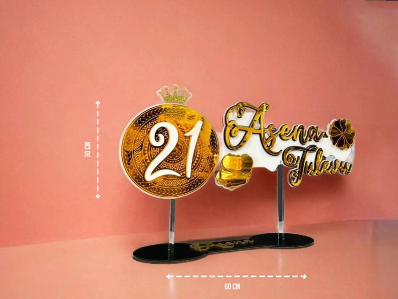 21st Birthday Key Design Stand With Personalised Photo, Name ...