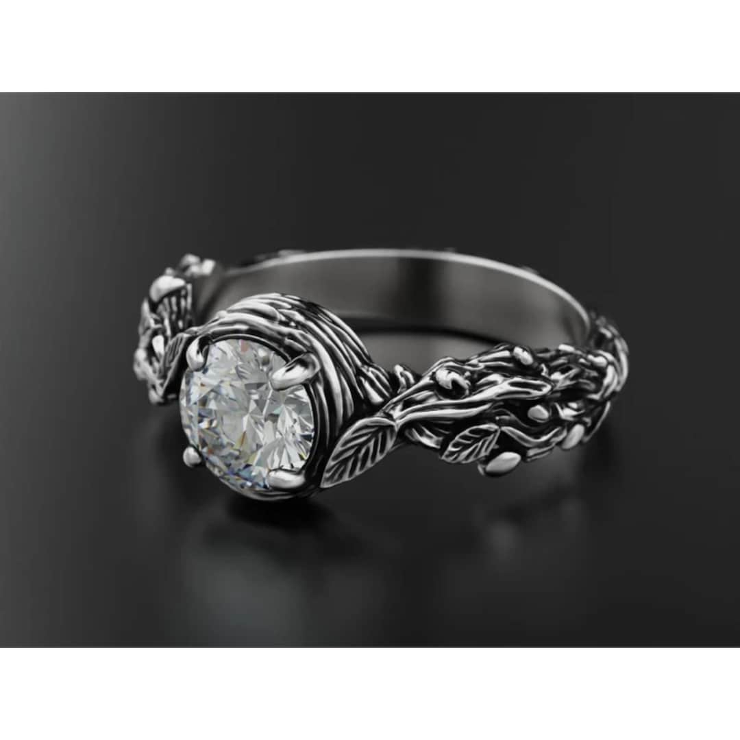 Branch and Leaves Ring, Tree Branch Ring, Twig and Leaf Engagement Ring ...