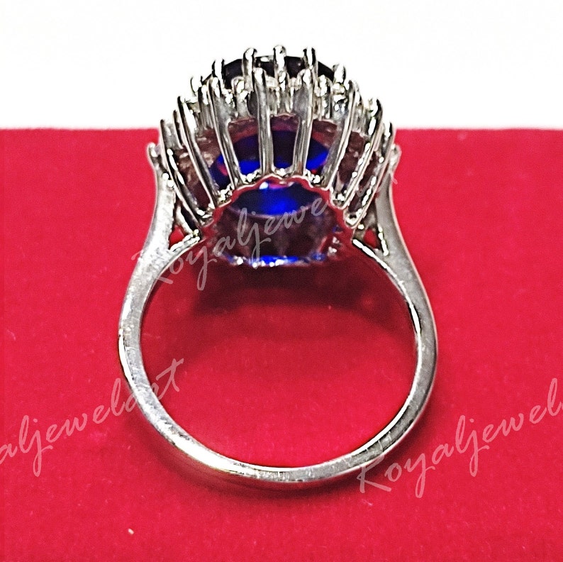 Princess Diana Engagement Ring 4.00ct Blue Sapphire Oval - Etsy