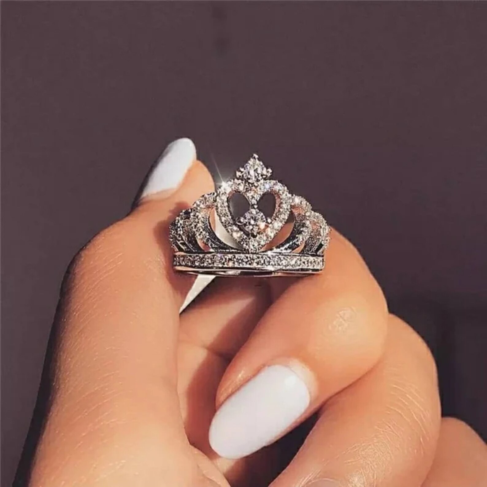Rose Gold Finish Queen Crown Ring, Sterling Silver Princess Ring, Queen ...