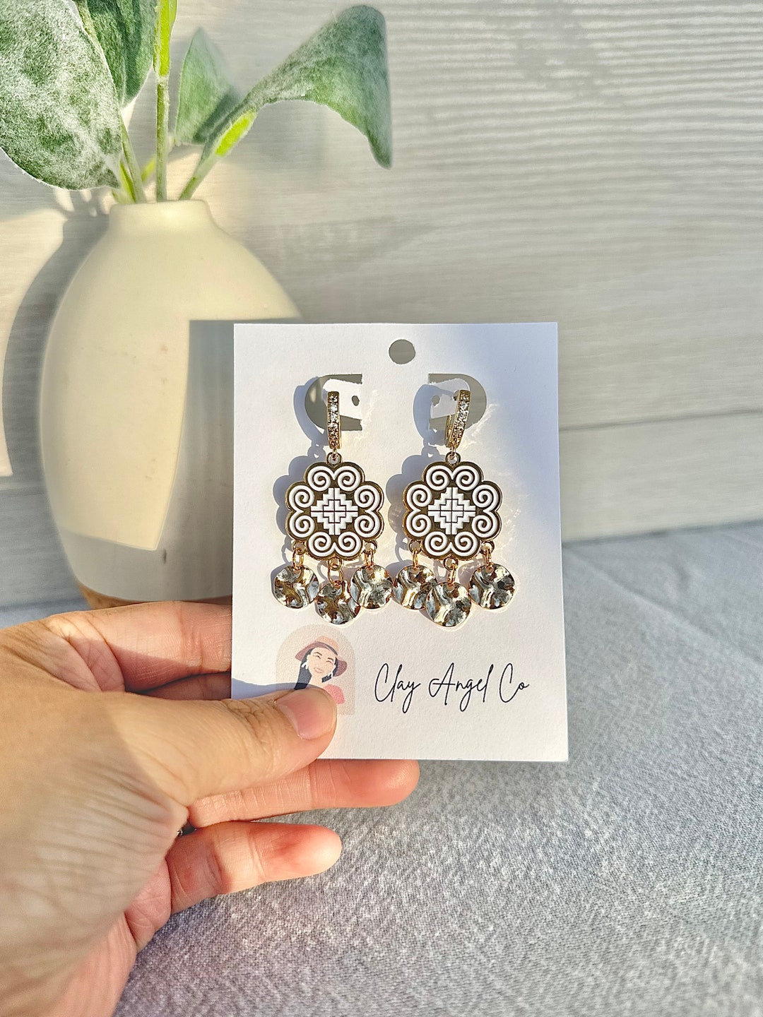 AURORA | Gold Hmong Inspired Earrings | Hmong Elephant Charm Earring ...