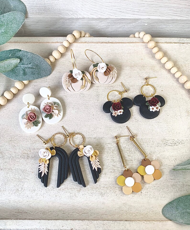 AMELIA | Timeless Hand Sculpted Floral Earrings | Fall Inspired Pampas ...
