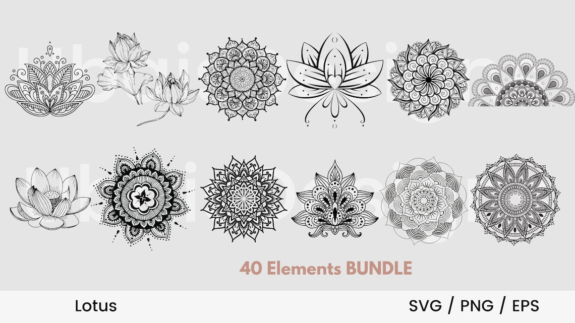 40 Lotus Svg Bundle Lotus Clipart Lotus Flower Svg Lotus | Etsy