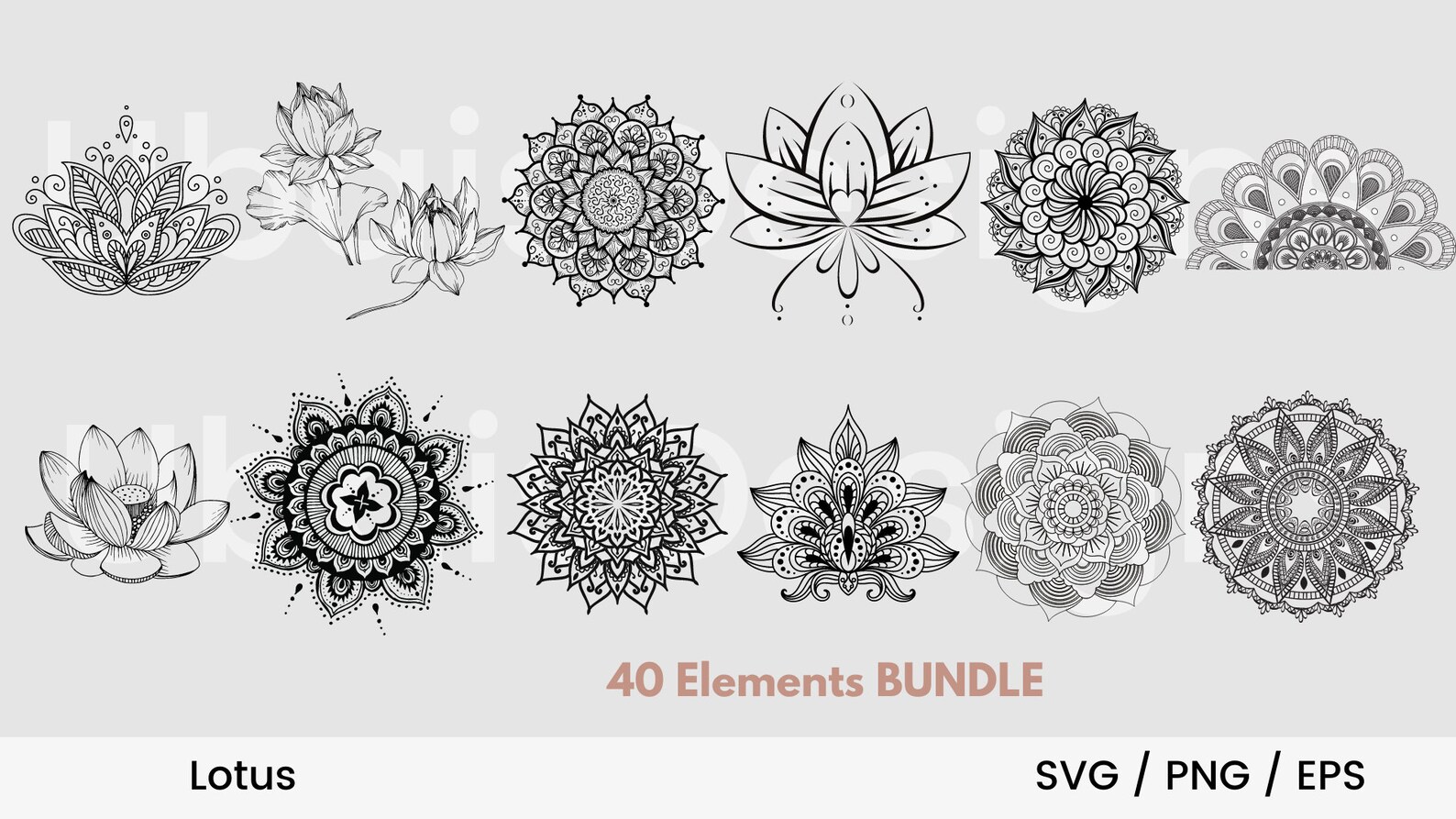 40 Lotus Svg Bundle Lotus Clipart Lotus Flower Svg Lotus | Etsy