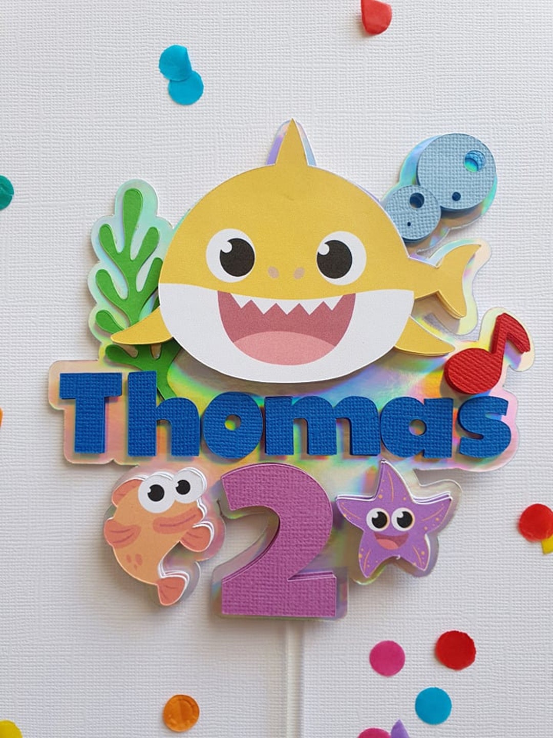 Layered Shark Themed Birthday Party Cake Topper - Etsy