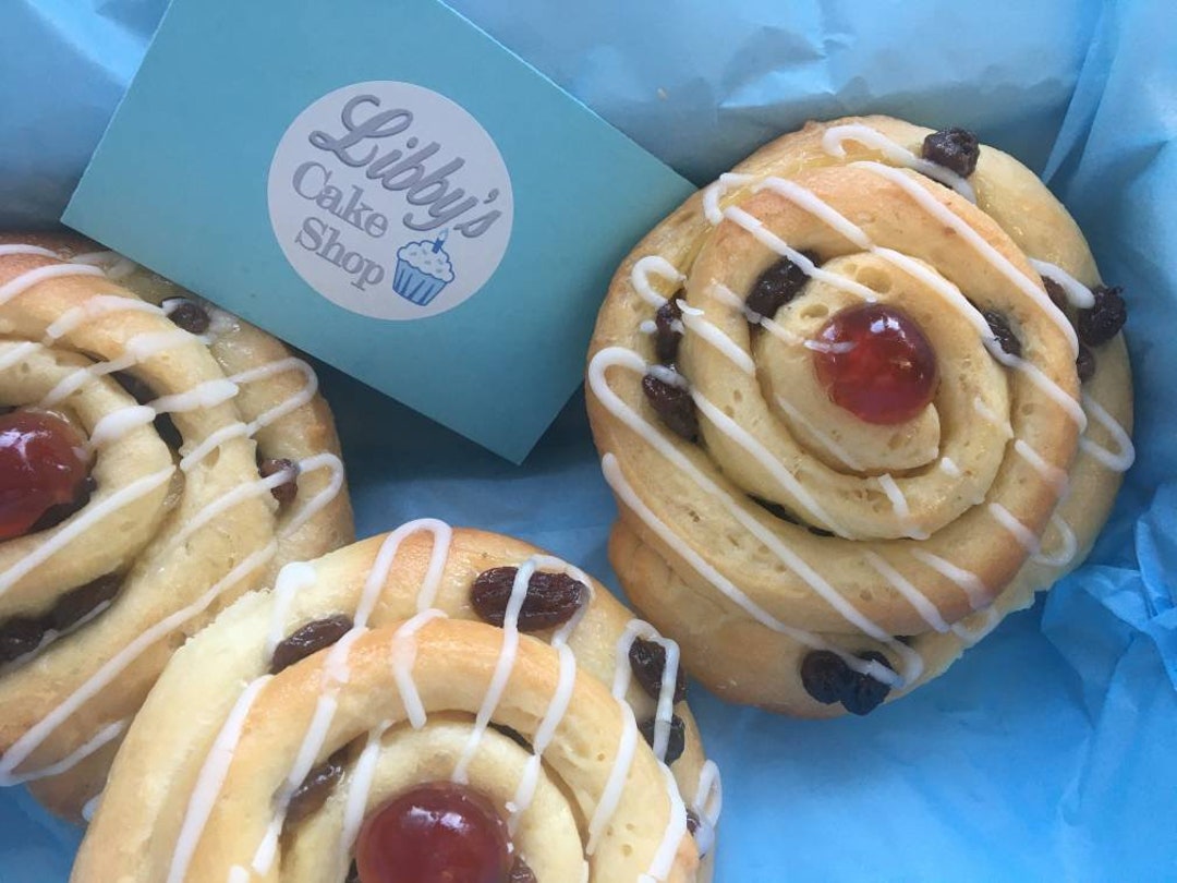 Iced Belgian Buns Rolls Tray Tea Cakes Birthday Party Wrapped Postal ...